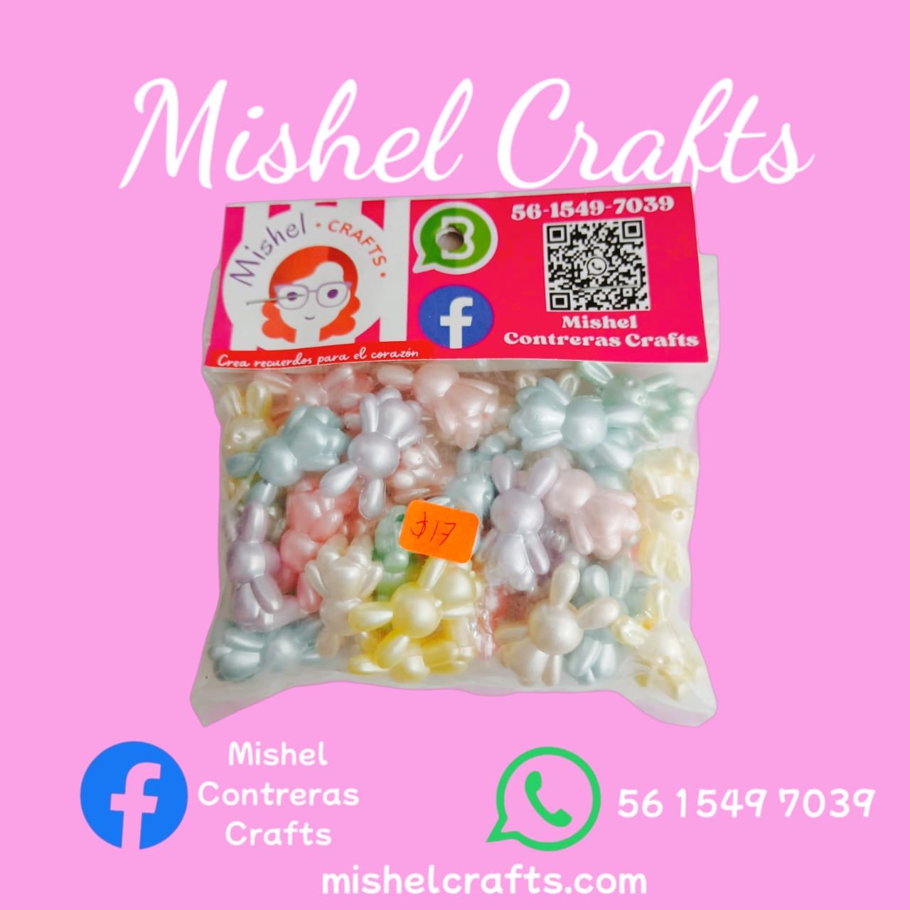 Cuentas conejo pastel tornasol – Mishel Crafts